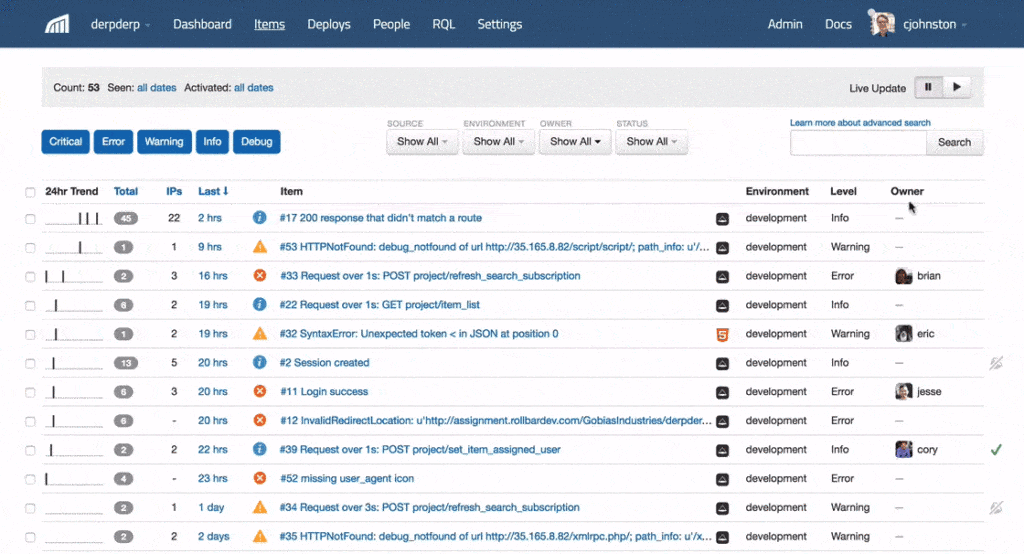 Better workflows for managing errors | Rollbar