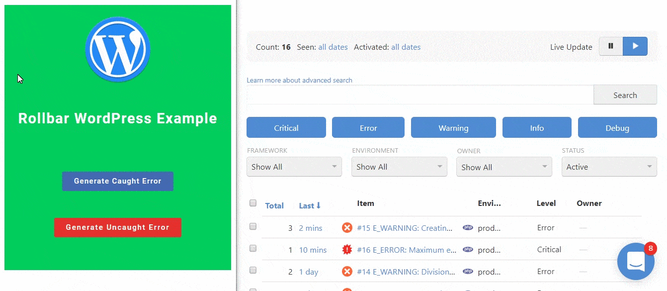 How To Show Errors In WordPress Rollbar