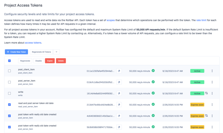 Your Tokens, Your Control | Rollbar